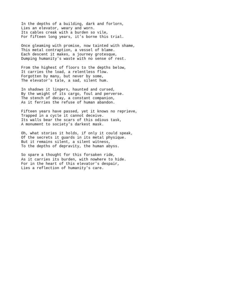 Shit Elevator, the poem | PDF