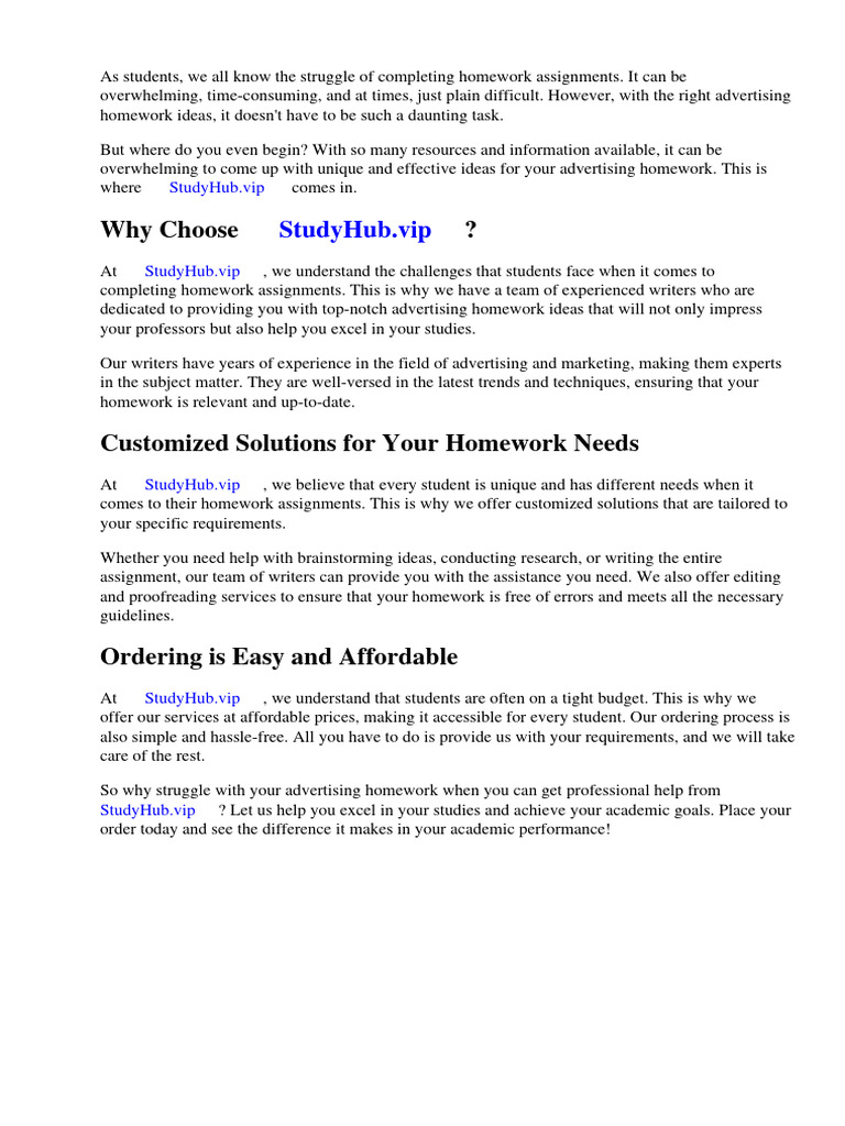 Advertising Homework Ideas | PDF | Advertising