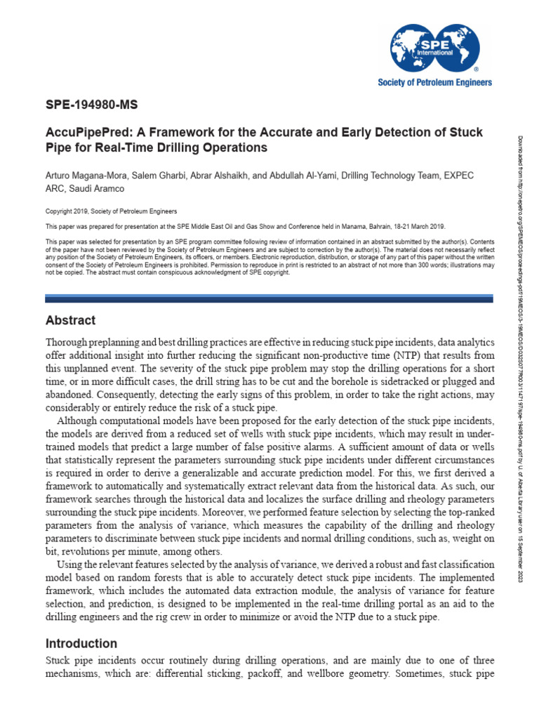 2019-AccuPipePred A Framework For The Accurate and Early Detection of Stuck Pipe For Real-Time ...