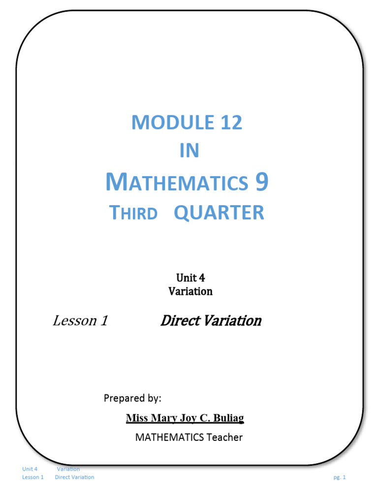 Math 9 Unit 4 Lesson 1 Module | PDF | Variable (Mathematics) | Applied ... Math 9 Unit 4 Lesson 1 Module | PDF | Variable (Mathematics) | Applied ...