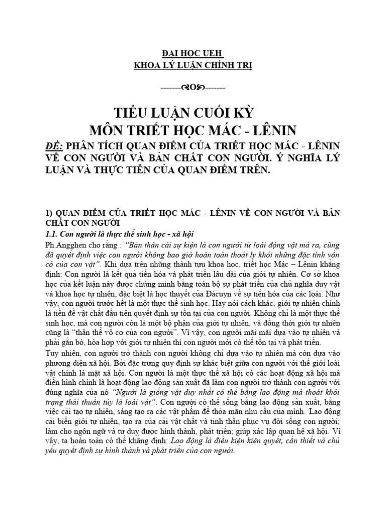 Tieu Luan Cuoi Ky Mon Triet Hoc | PDF