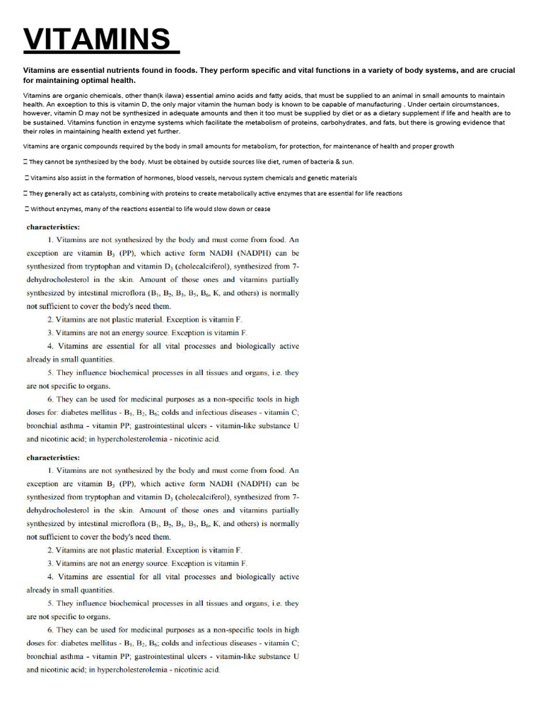VITAMINS | PDF | Vitamin A | Vitamin C
