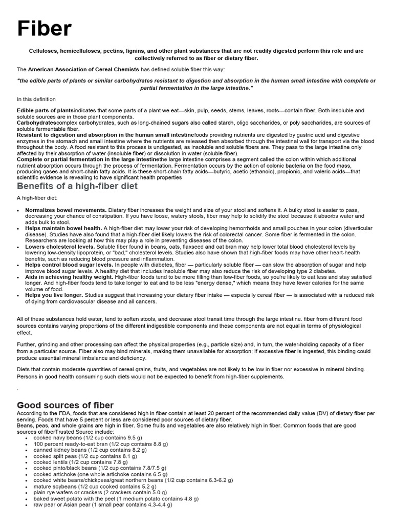 Fiber | PDF | Dietary Fiber | Diet & Nutrition