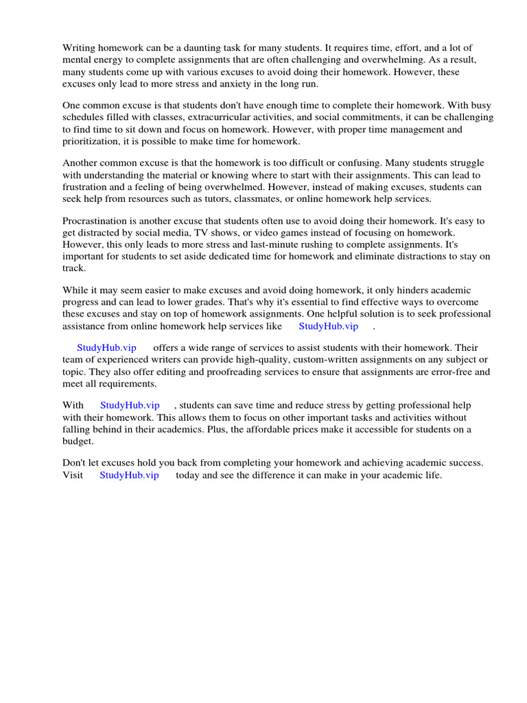 Poems About Excuses Not To Do Homework | PDF