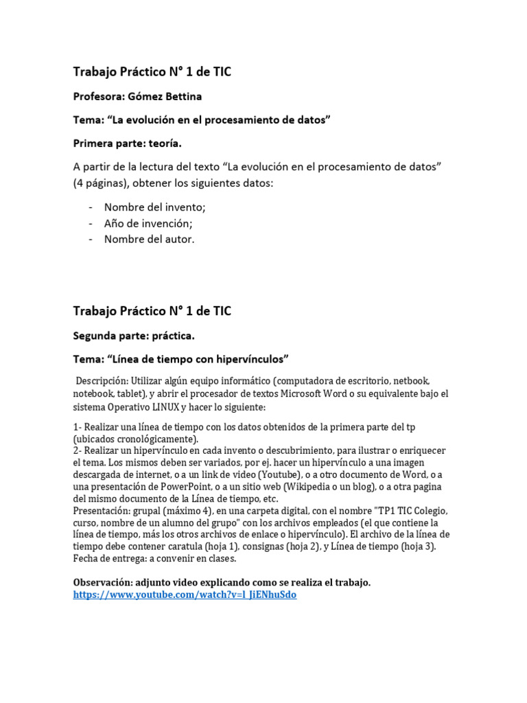 TP 1 TIC - Primera y Segunda Parte. | PDF