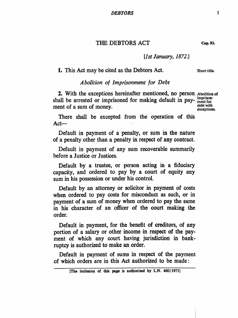 The Debtors Act | PDF | Judgment (Law) | Magistrate