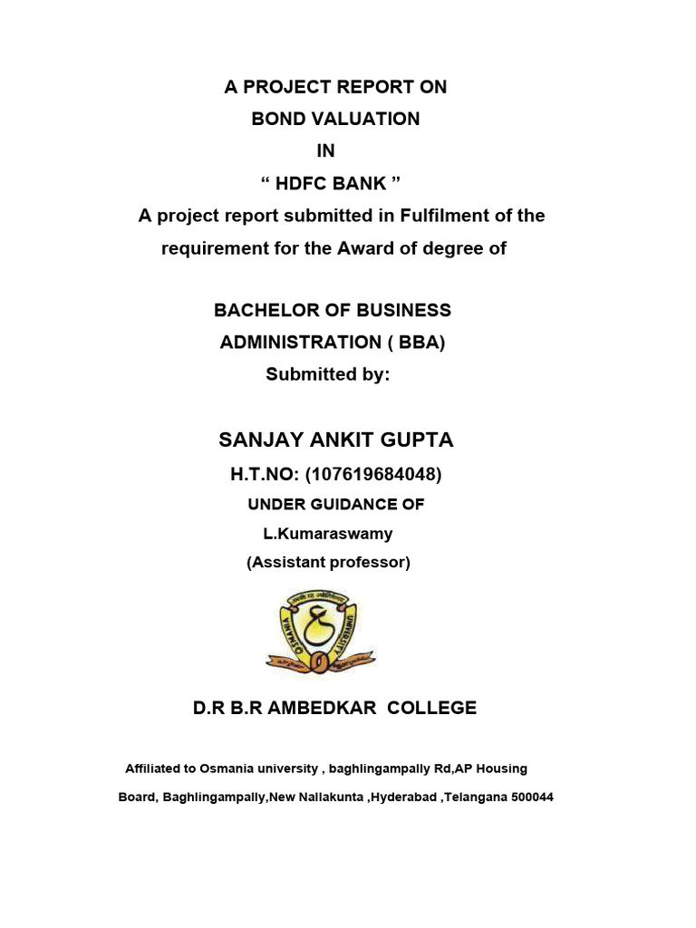 Bond Valuation at HDFC Bank Project | Download Free PDF | Bonds ...