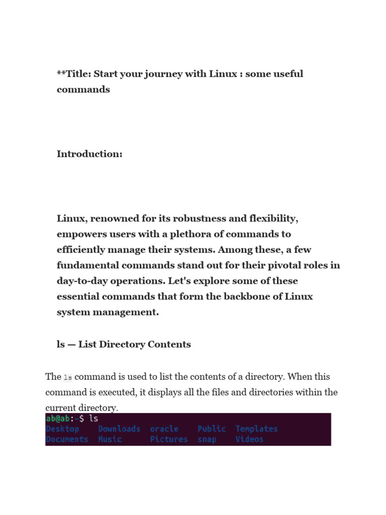 Essential Linux Commands Guide | PDF | Computer File | Text File