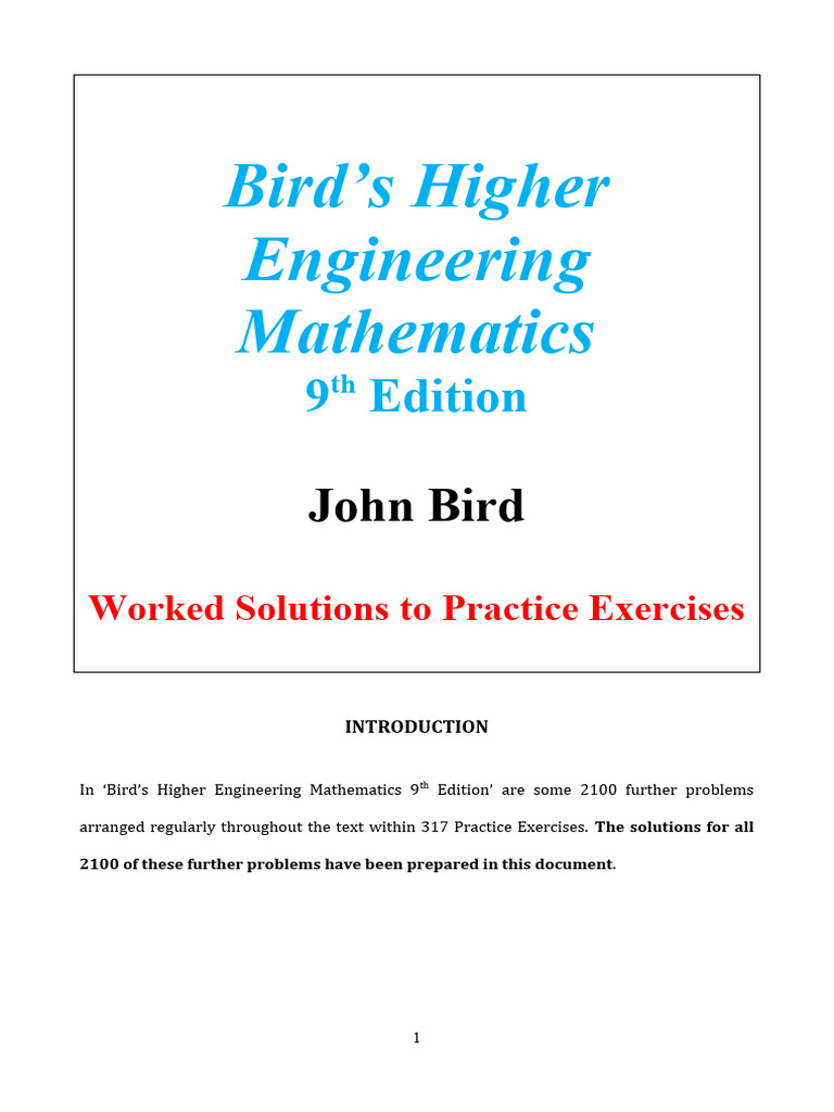 Higher Eng Maths 9th Ed 2021 Solutions Contents | PDF | Laplace Transform | Differential Equations