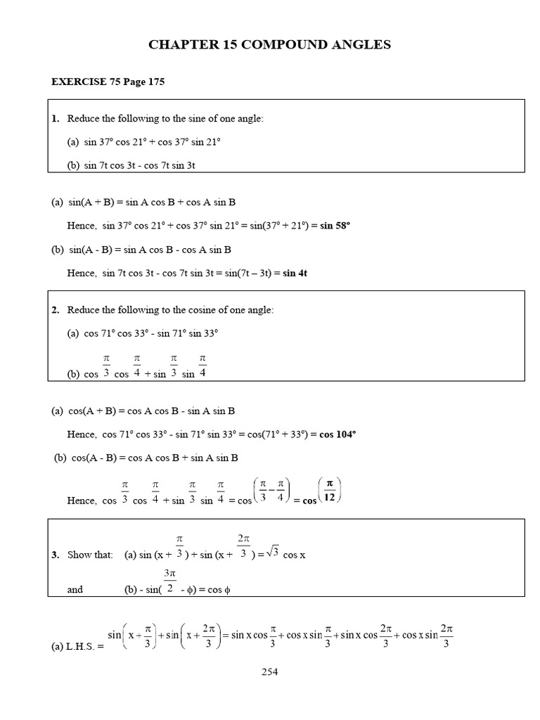 Compound Angles and Trigonometric Identities | PDF | Trigonometric Functions | Geometric Measurement