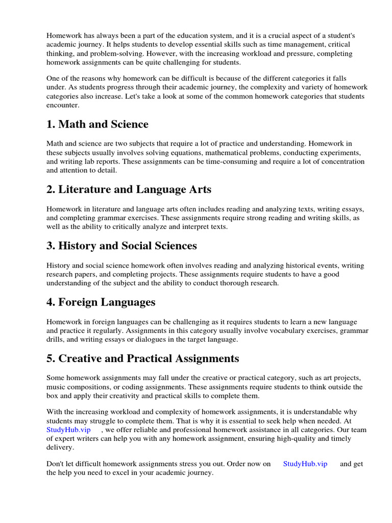 Homework Categories Pdf Homework English Studies