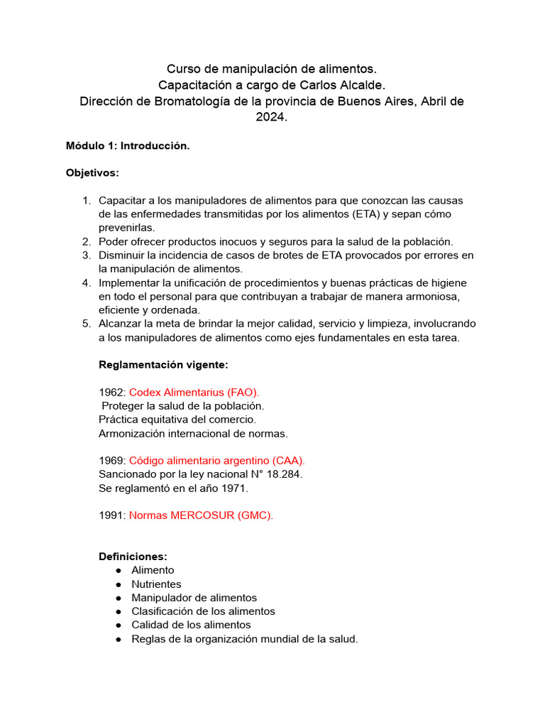 Manipulación De Alimentos Pdf Alimentos Carbohidratos