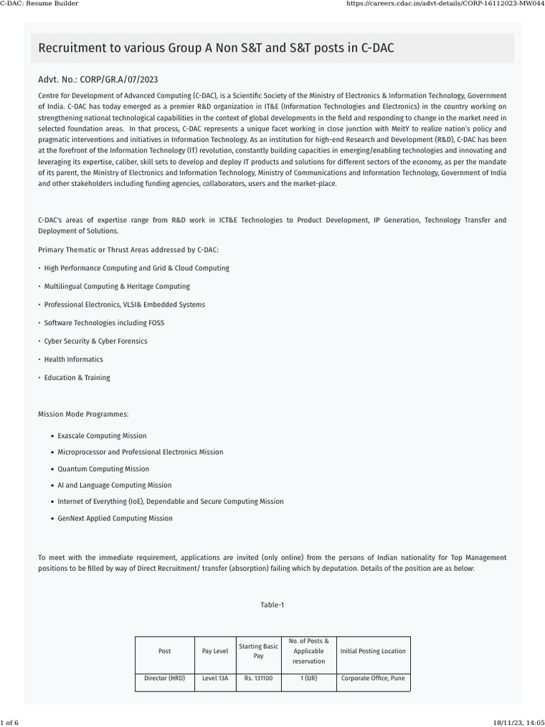 Notification Cdac | PDF | Information Technology