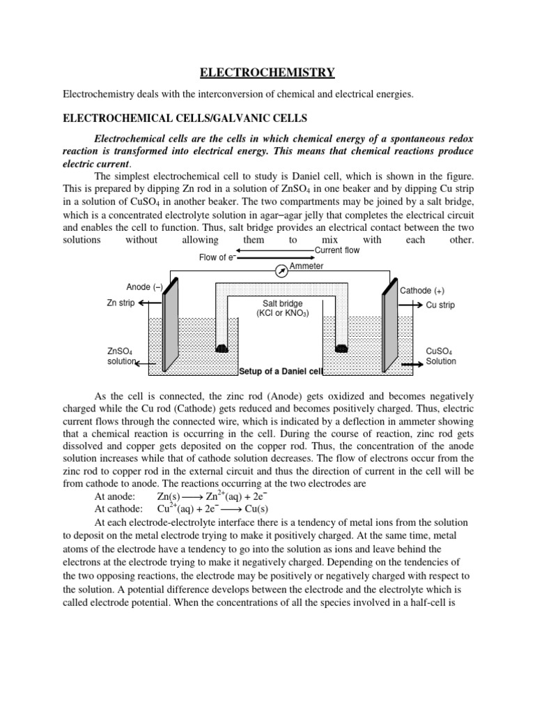 Electrochemistry Notes 24-25 | PDF | Electrochemistry | Applied And ...