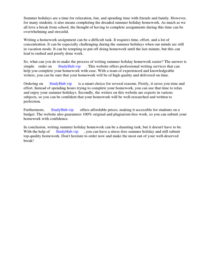 Summer Holiday Homework Front Page | PDF | Homework | Facebook