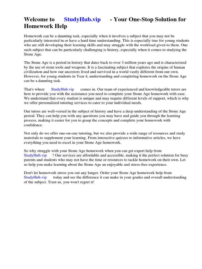 Stone Age Homework Year 4 | PDF | Stone Age | Human