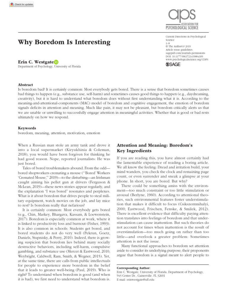 Why Is Boredom Interesting | PDF | Attention | Emotions