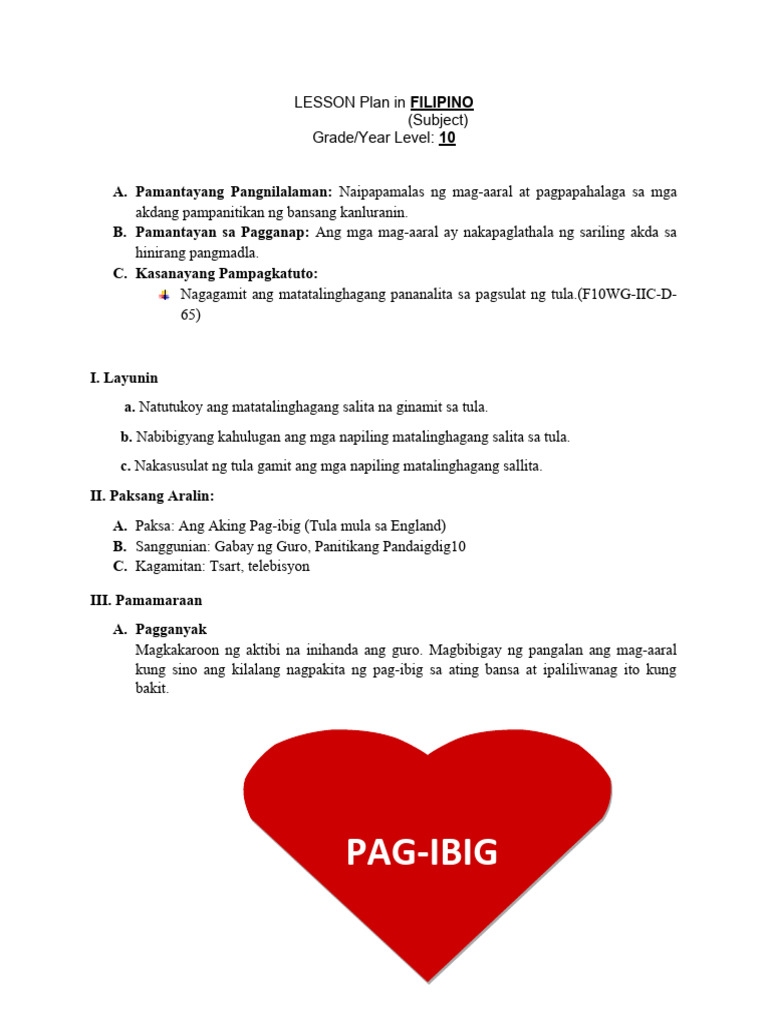 LESSON-Plan-in-FILIPINO | PDF