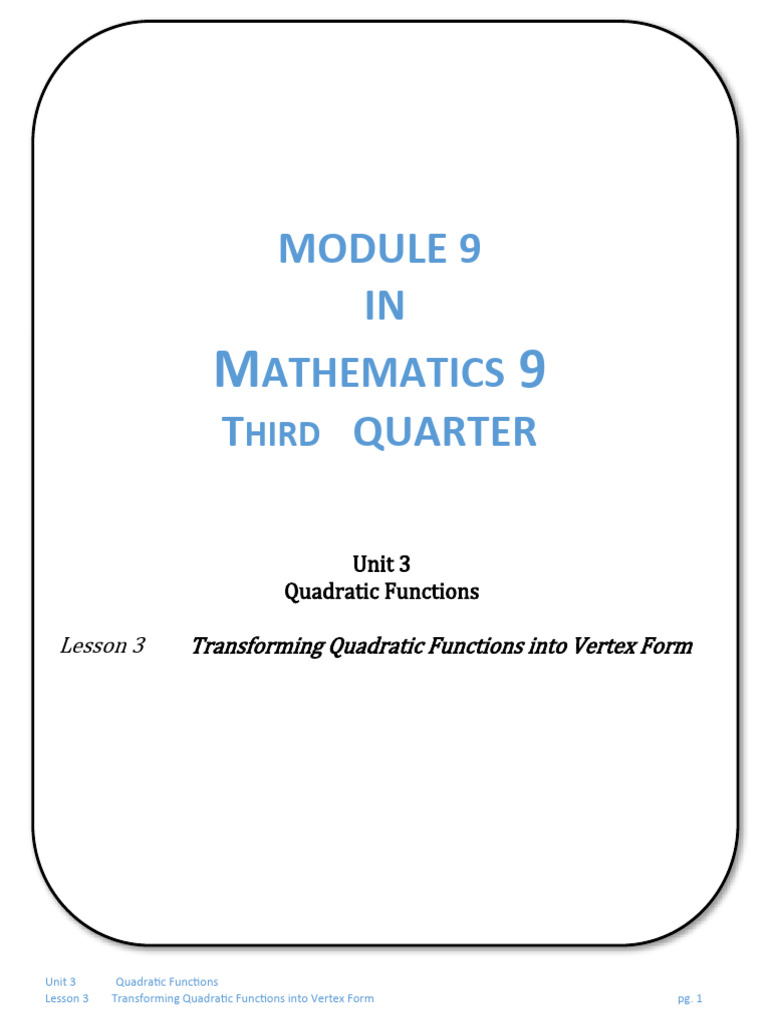 Math 9 Unit 3 Lesson 3 Module | PDF | Mathematical Concepts ...