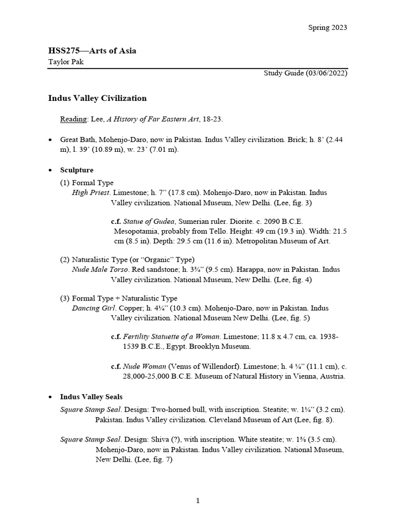Study Guide_Indus Valley Civilization | PDF