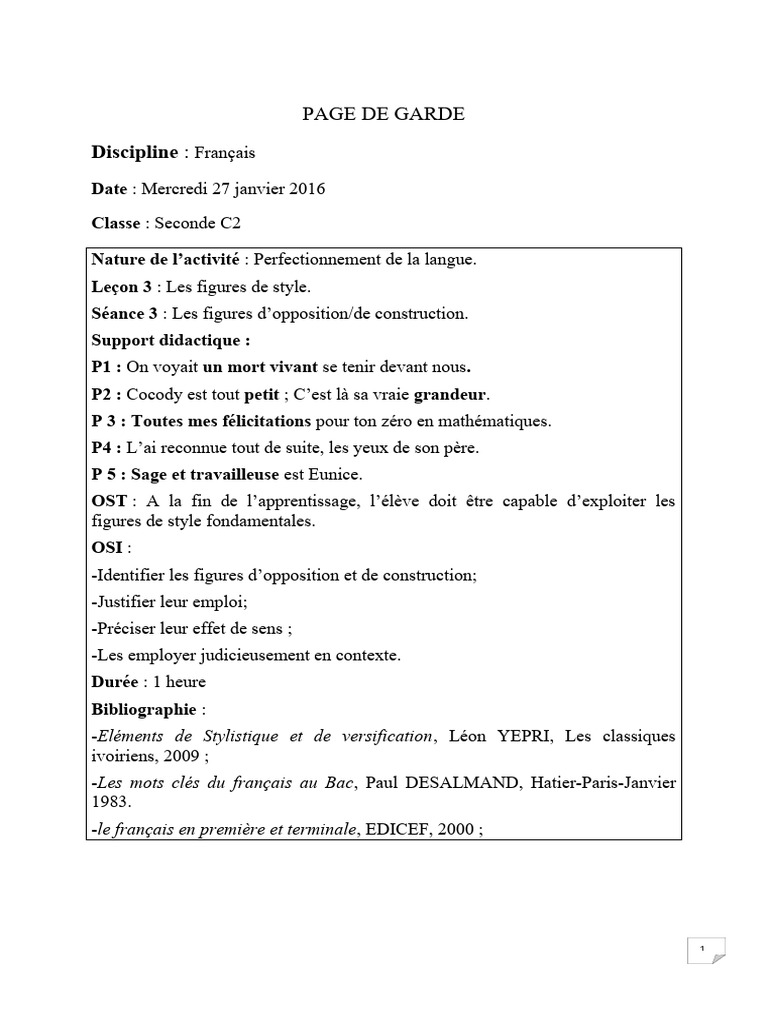 Figures de style : Opposition et construction | PDF