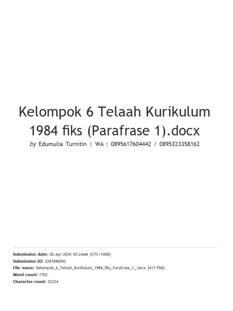 Kelompok 6 Telaah Kurikulum 1984 Fiks (Parafrase 1) | PDF | Technology & Engineering