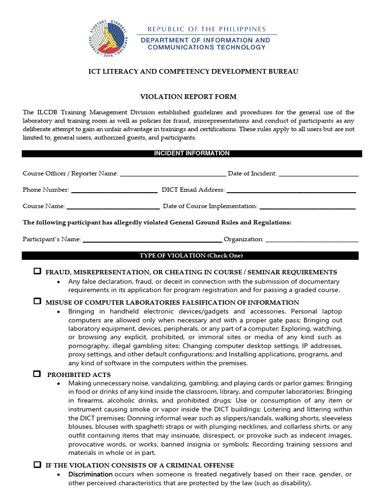 Violation Report Form | PDF | Fraud