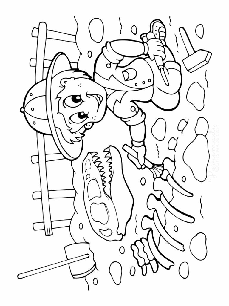 Dinosaur Coloring Pages Paleontologist Digging Dinosaur Fossil | PDF