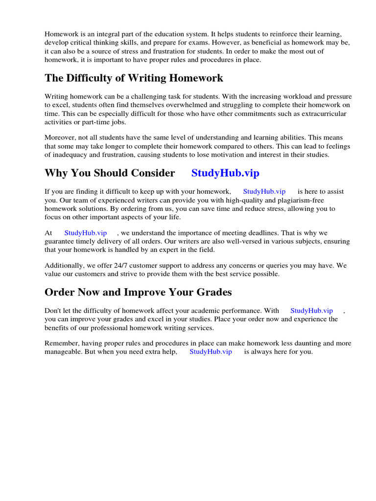 Homework Rules and Procedures | PDF | Homework | Teachers