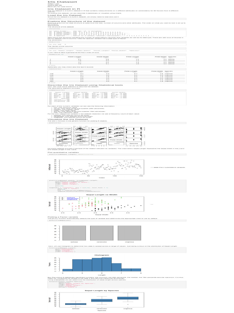 Module 2 Iris data set | PDF | Data | Statistics