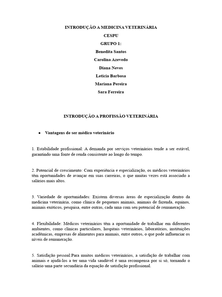 INTRODUÇÃO A PROFISSÃO VETERINÁRIA | PDF | Medicina Veterinária | Remédio INTRODUÇÃO A PROFISSÃO VETERINÁRIA | PDF | Medicina Veterinária | Remédio