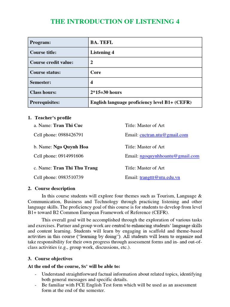 The Introduction of Listening 4 | PDF | Learning | Cognition