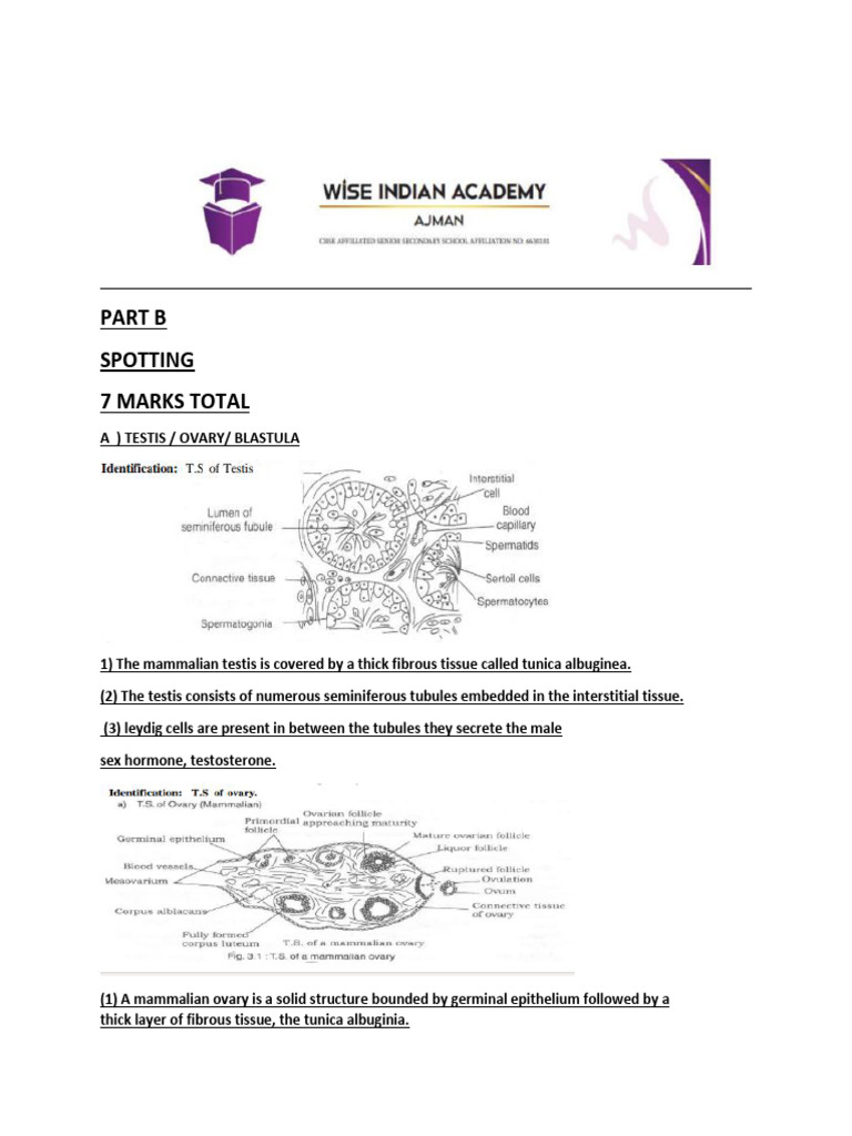 Part B Grade 12 Practical Spotting | PDF | Ovary | Flowers