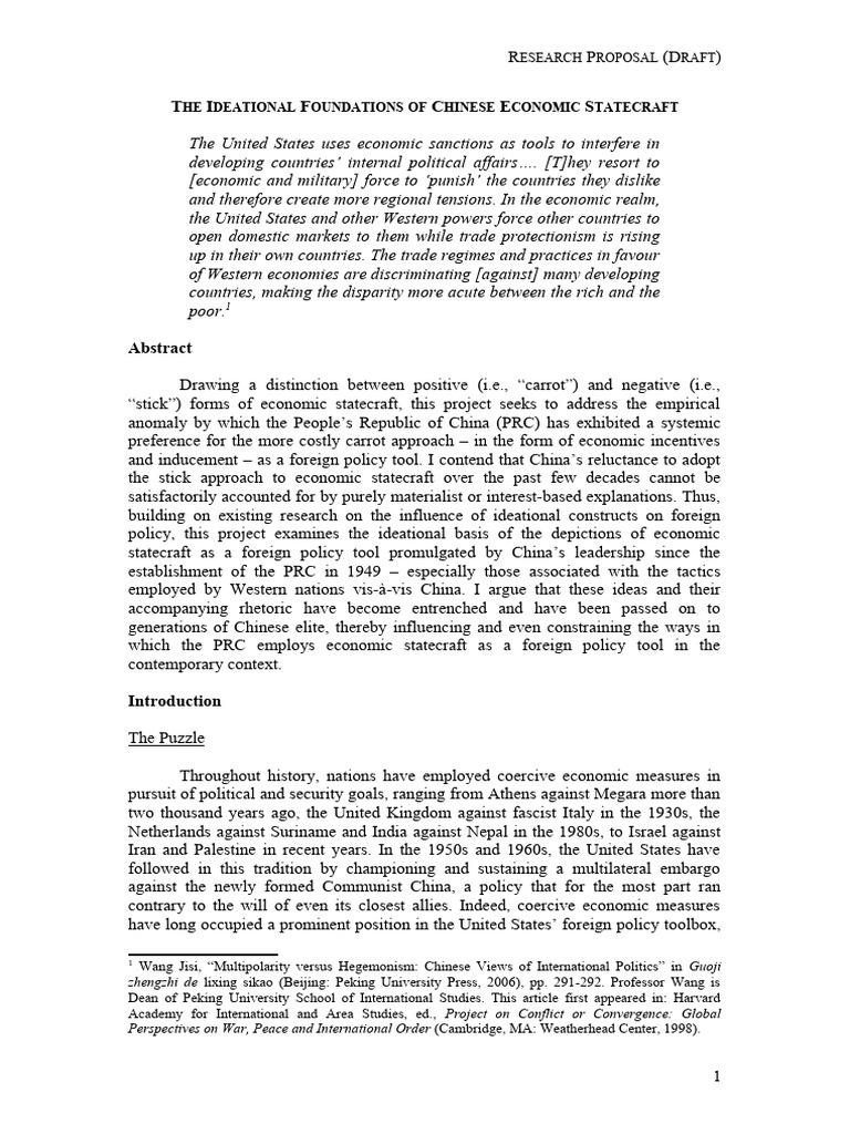 China's Economic Statecraft Proposal | PDF | Public Administration | China