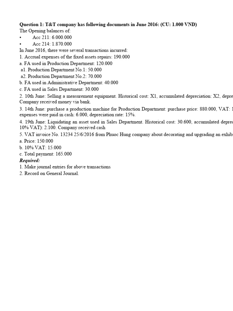 Đề kiểm tra KTTCVN 1 59.22CL.03.LT1 | PDF | Value Added Tax | Debits ...