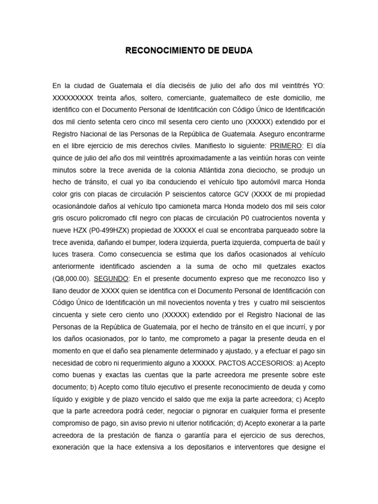 Reconocimiento de Deuda | PDF | Guatemala