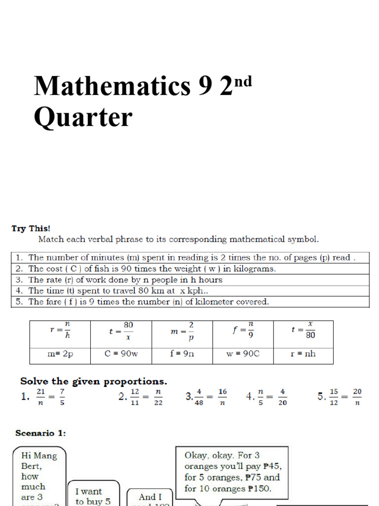 G9 Math Q2 Week 1 Types of Variation | PDF | Equations | Mathematical ...