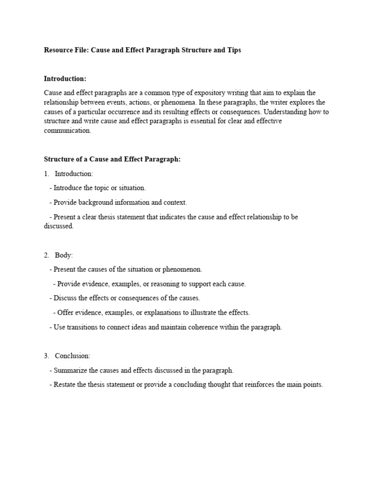 Resource File-Writing A Cause and Effect Paragraph | Download Free PDF ... Resource File-Writing A Cause and Effect Paragraph | Download Free PDF ...