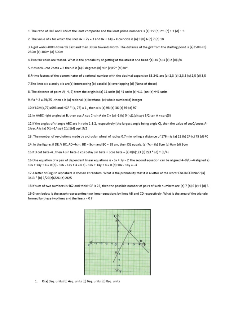 O (A) 3sq. Units (B) 4sq. Units (C) 6sq. Units (D) 8sq. Units | PDF ...