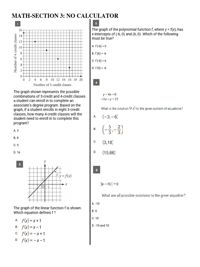 Sat 202305 Qas Math | PDF | Sphere | Equations