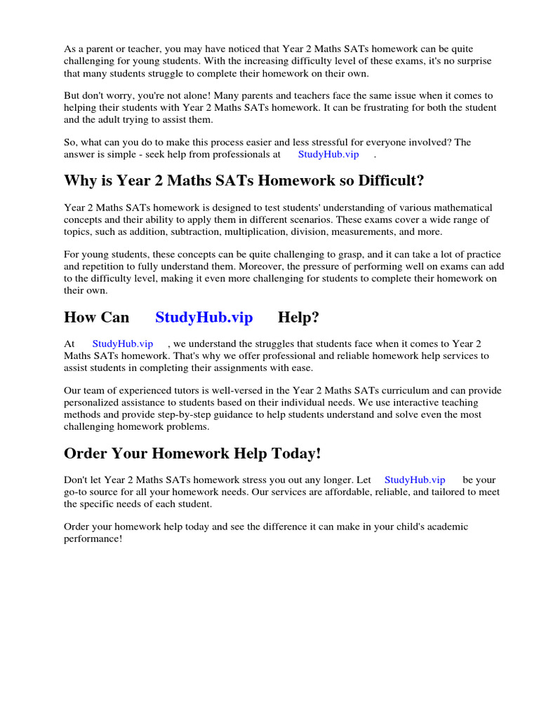 Year 2 Maths Sats Homework | PDF | Worksheet | Homework