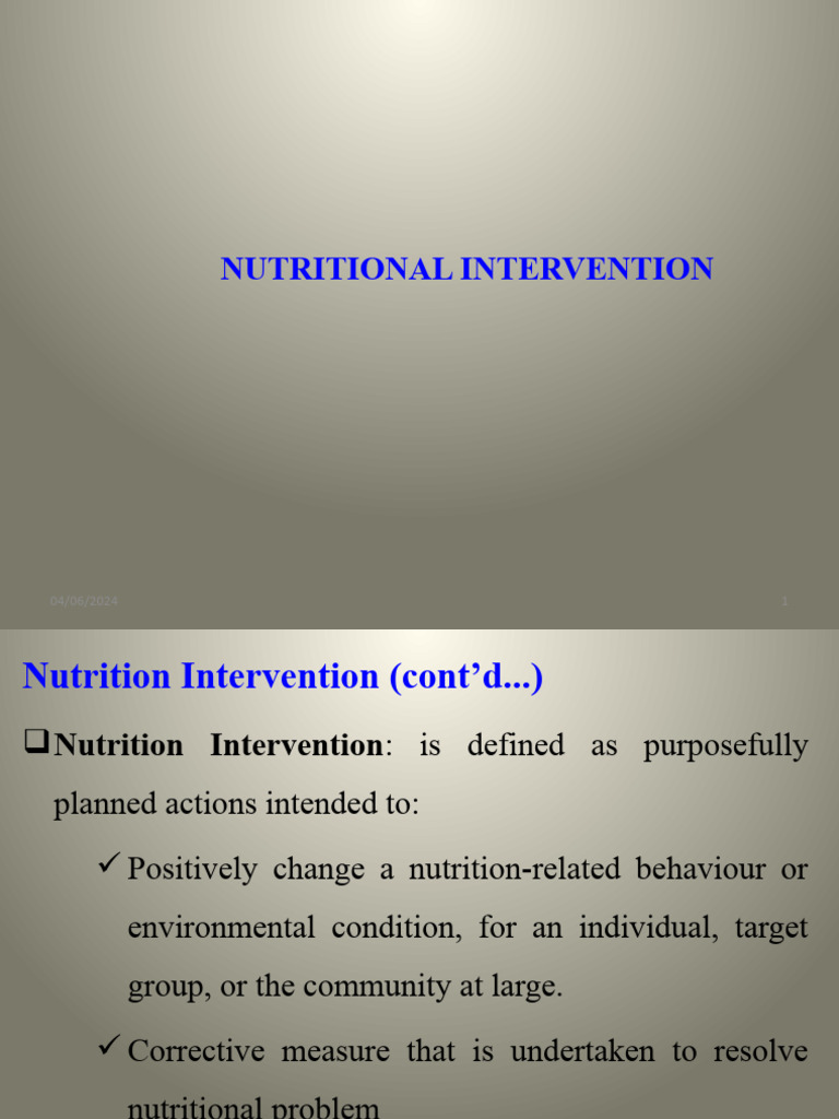 Nutrition intervention | PDF | Nutrition | Diet & Nutrition