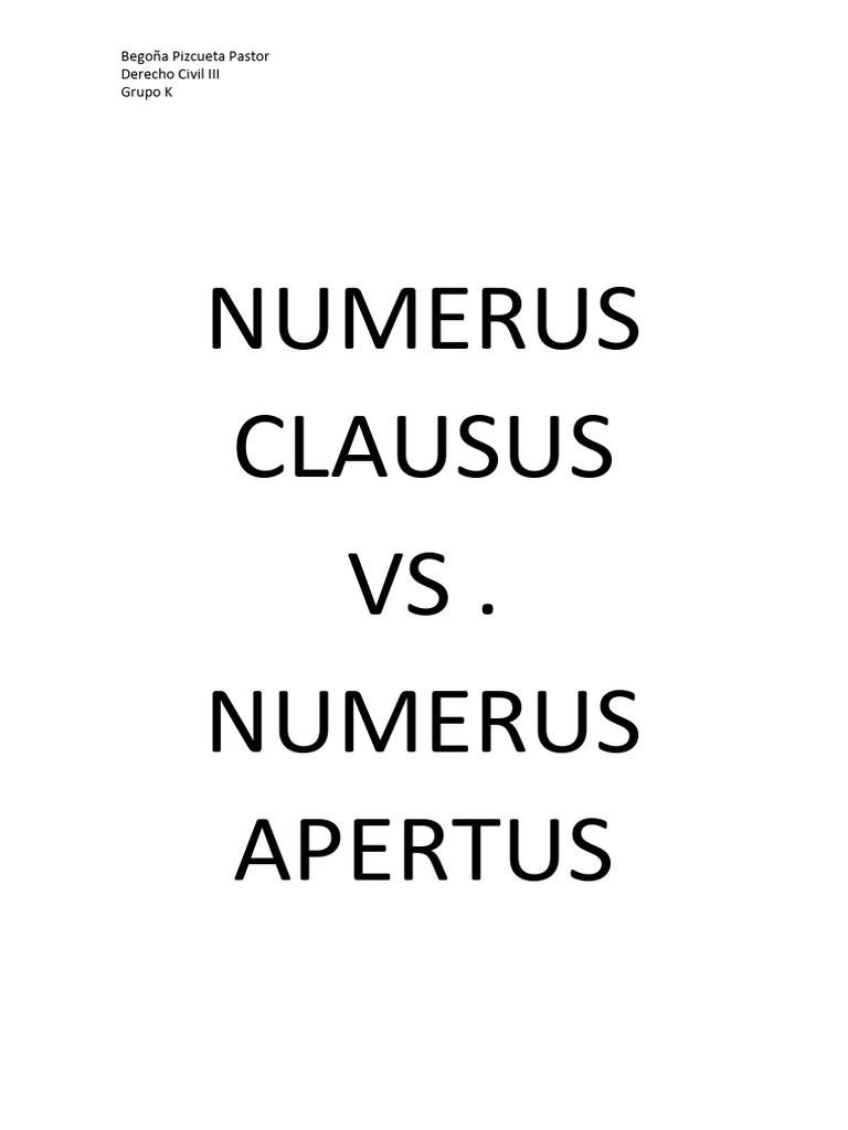 Numerus Clausus vs. Numerus Apertus | PDF | Propiedad | Derechos