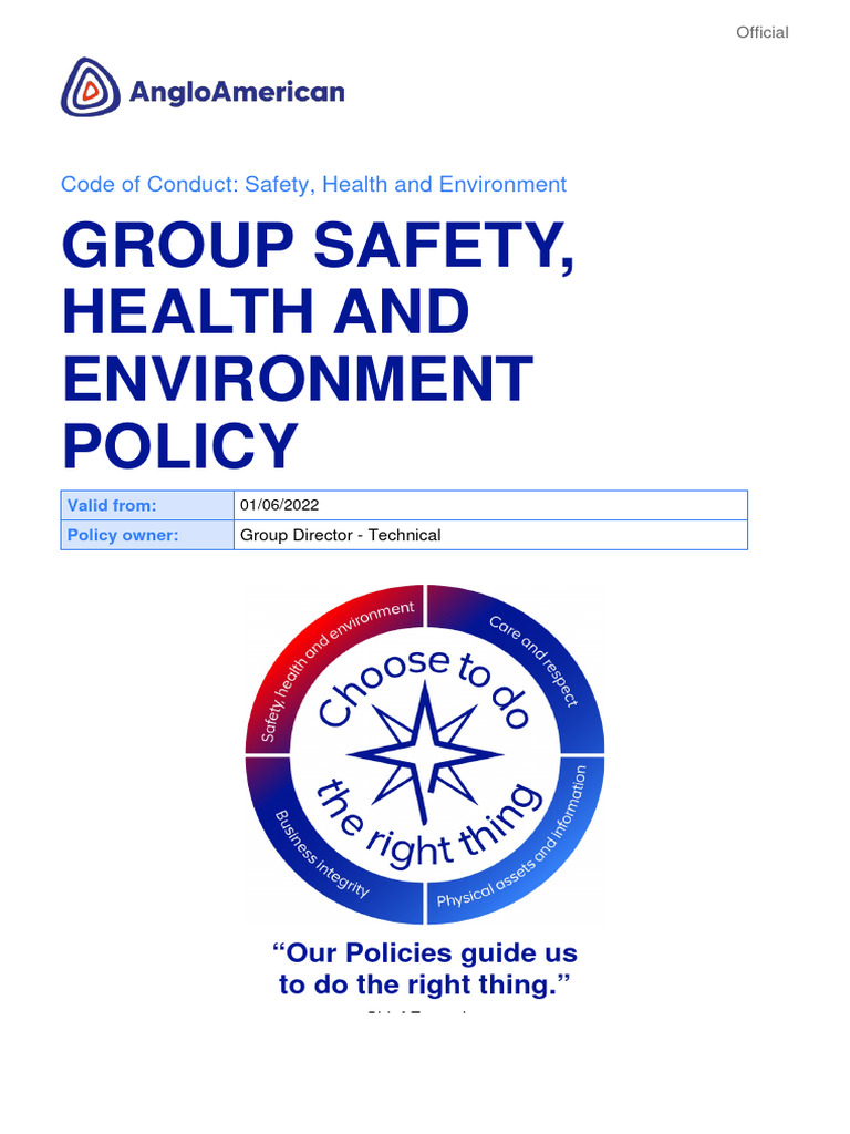C3 - 4.3.3 Group SHE Policy 2022 | PDF | Audit | Regulatory Compliance