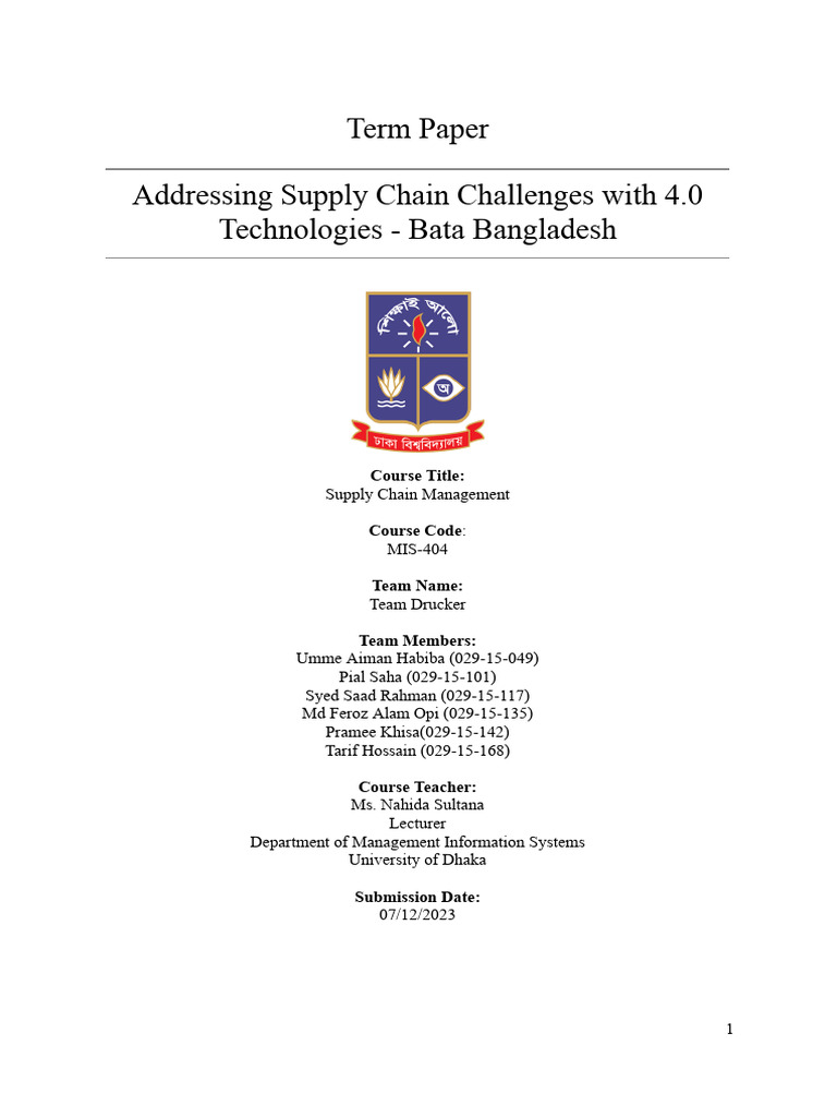 Addressing Supply Chain Challenges with 4.0 Technologies_ A Case Study on Bata Bangladesh | PDF ...