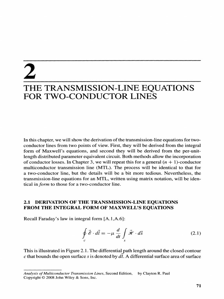 The TransmissionLine Equations For TwoConductor Lines | PDF ...