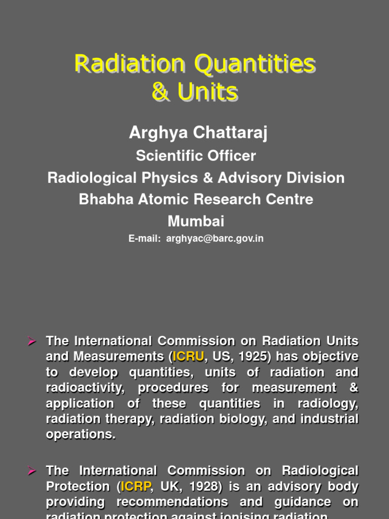 1.radiation Units - RT - 2 - Jan - 2018 | PDF | Ionizing Radiation ...