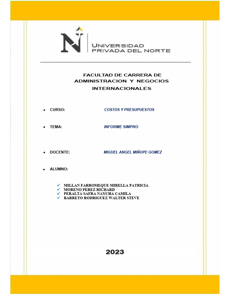 INFORME SIMPRO | PDF | Gestión de recursos humanos | Economias