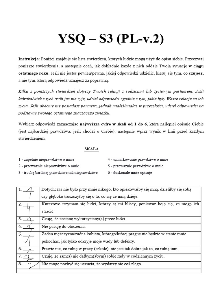 YSQ - S3 (PL-v.2) | PDF