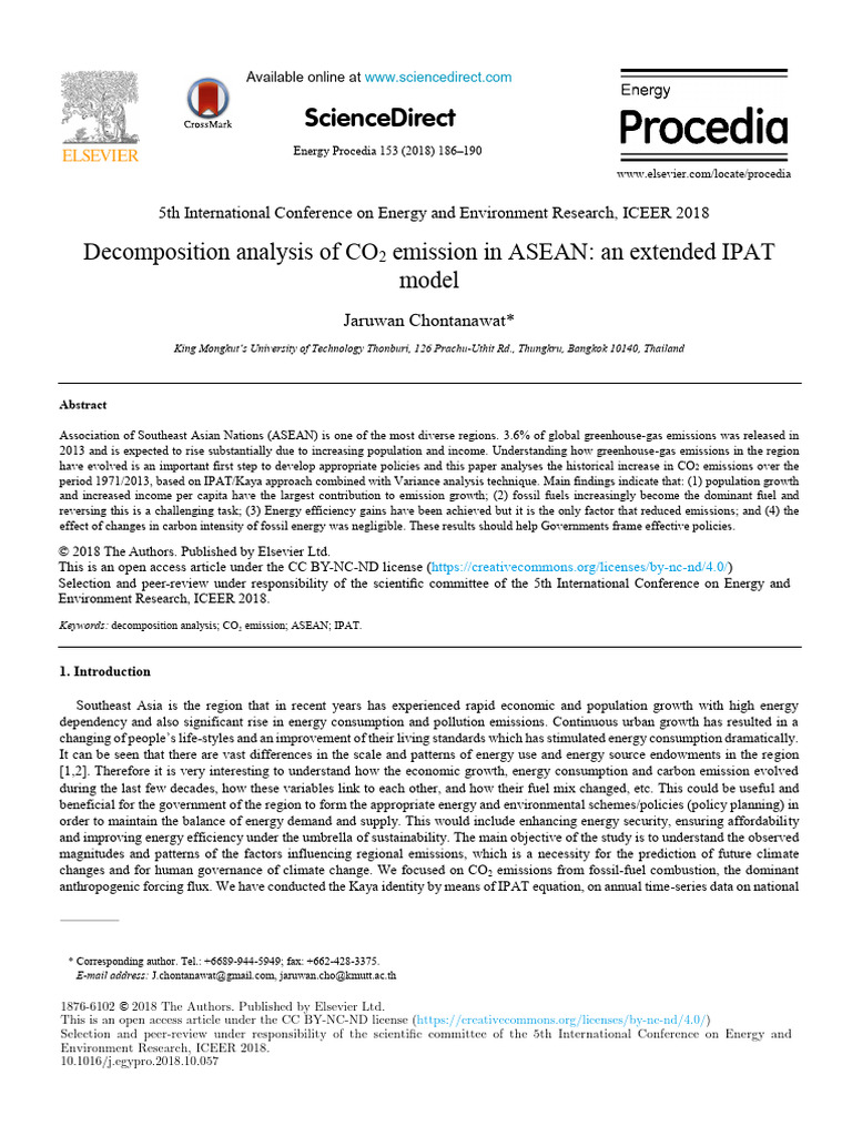Jaruwan Chontanawat, 2018 - Decomposition Analysis of CO2 Emission in ASEAN. An Extended IPAT ...
